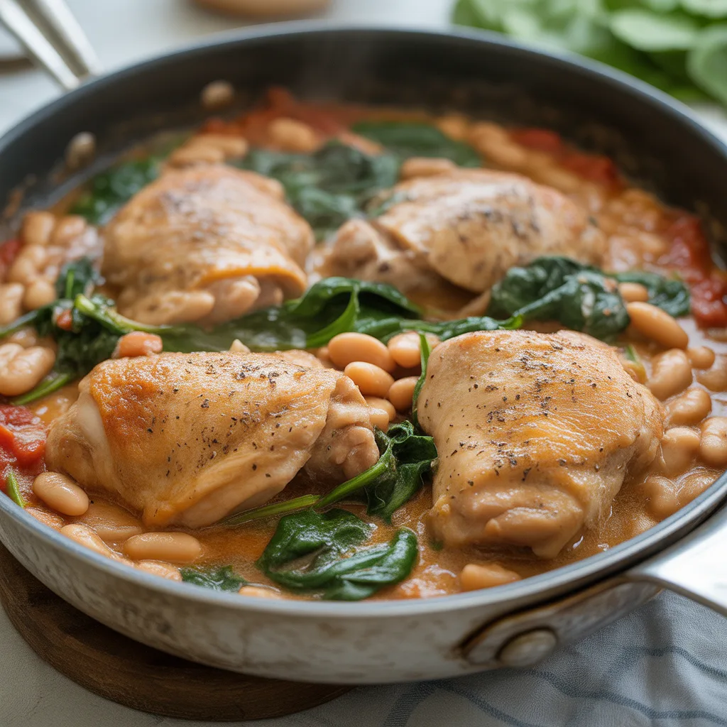 Budget Chicken and White Bean Skillet Dinner - dishgalore.com